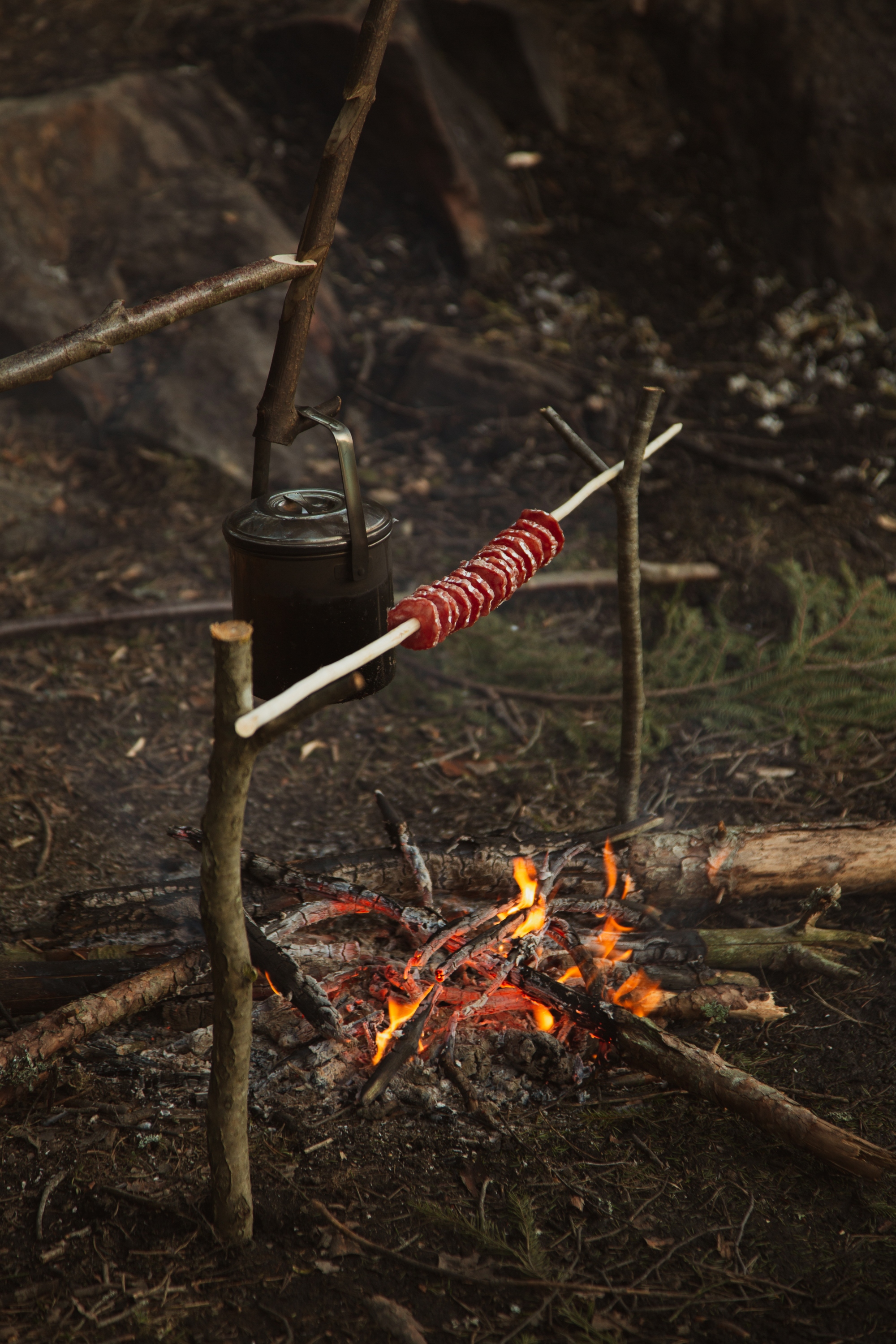 Josh's all-natural cooking station. Photo: Josh Lake